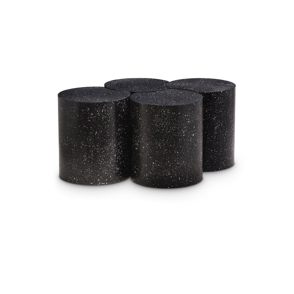 Meridian Furniture Dimple 4 Piece Black Terrazzo Pattern Iron Metal ...