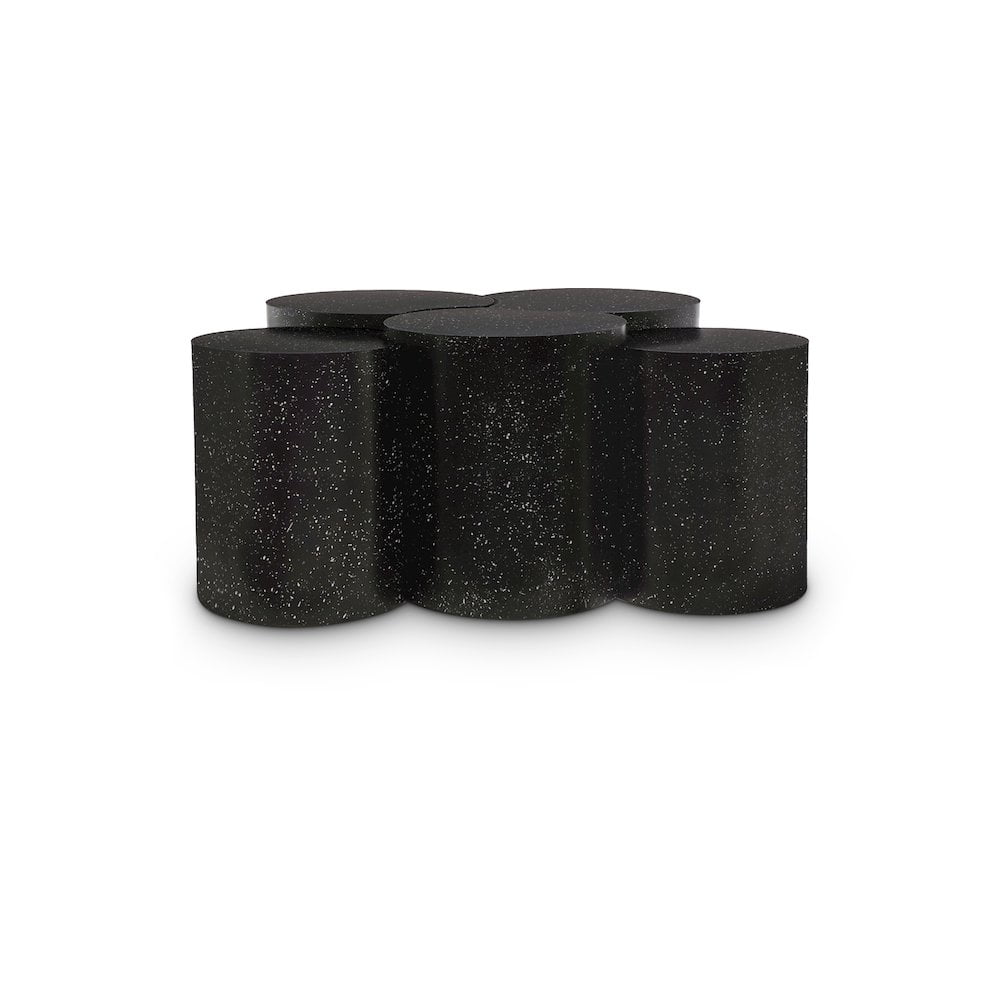 Meridian Furniture Dimple 5 Piece Black Terrazzo Pattern Iron Metal ...