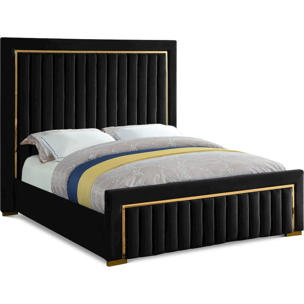 Meridian Furniture Dolce Solid Wood and Velvet King Bed in Black ...