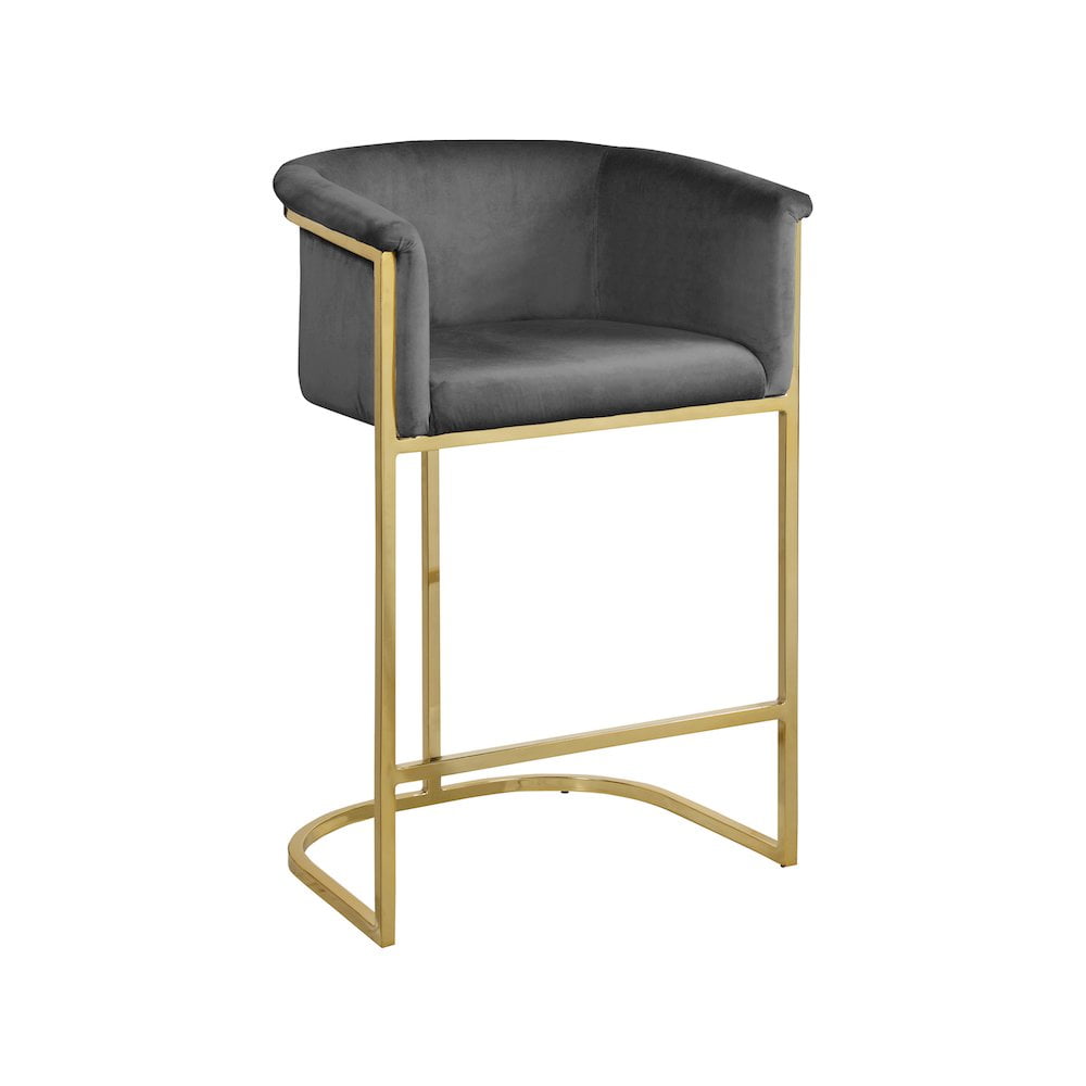 Meridian Furniture Donatella Grey Velvet Stool - Walmart.com