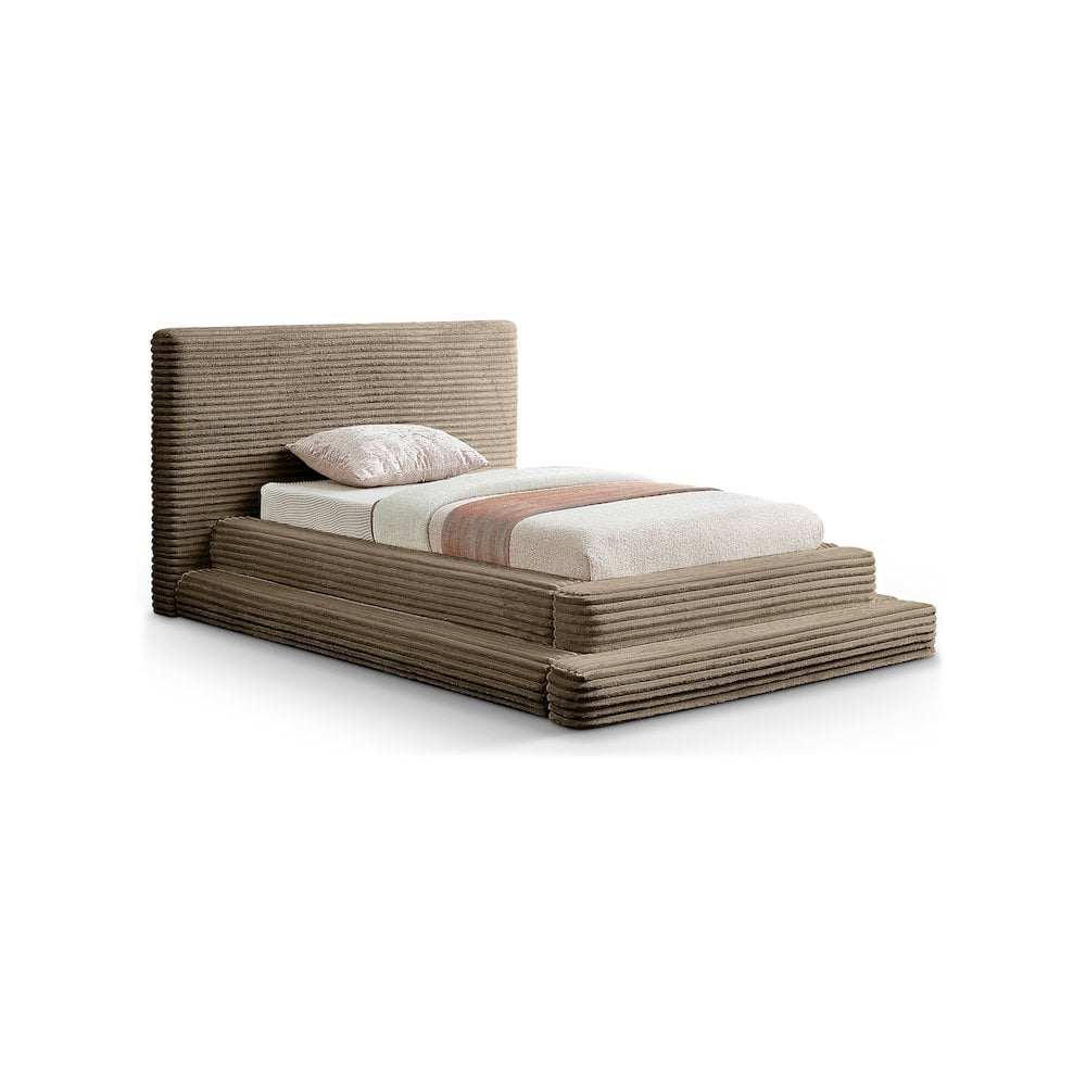 Meridian Furniture Drew Taupe Corduroy Fabric Twin Bed - Walmart.com
