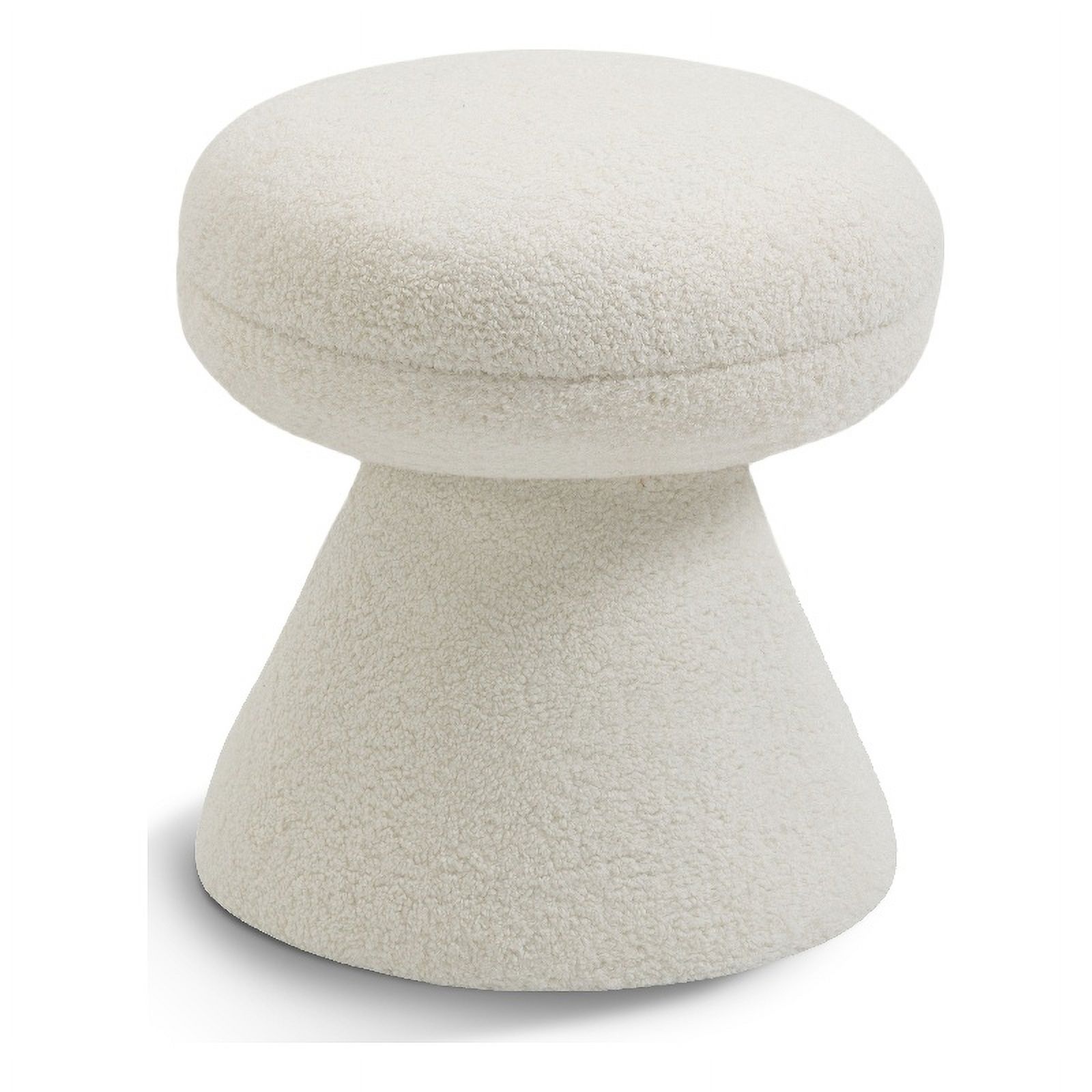 Meridian Furniture Drum Cream Faux Shearling Teddy Fabric Ottoman/Stool ...