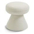 Meridian Furniture Drum Cream Faux Shearling Teddy Fabric Ottoman/Stool ...