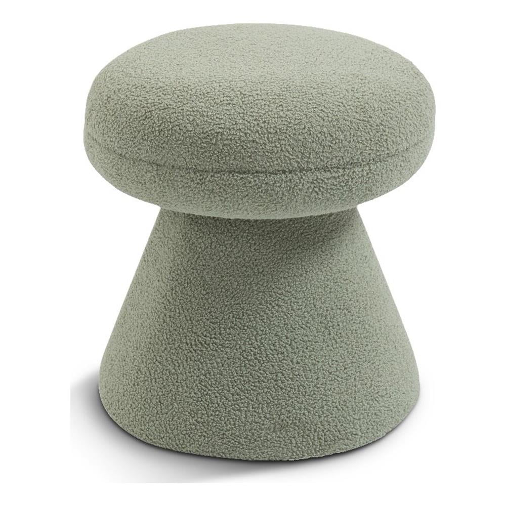 Meridian Furniture Drum Mint Faux Shearling Teddy Fabric Ottoman/Stool ...
