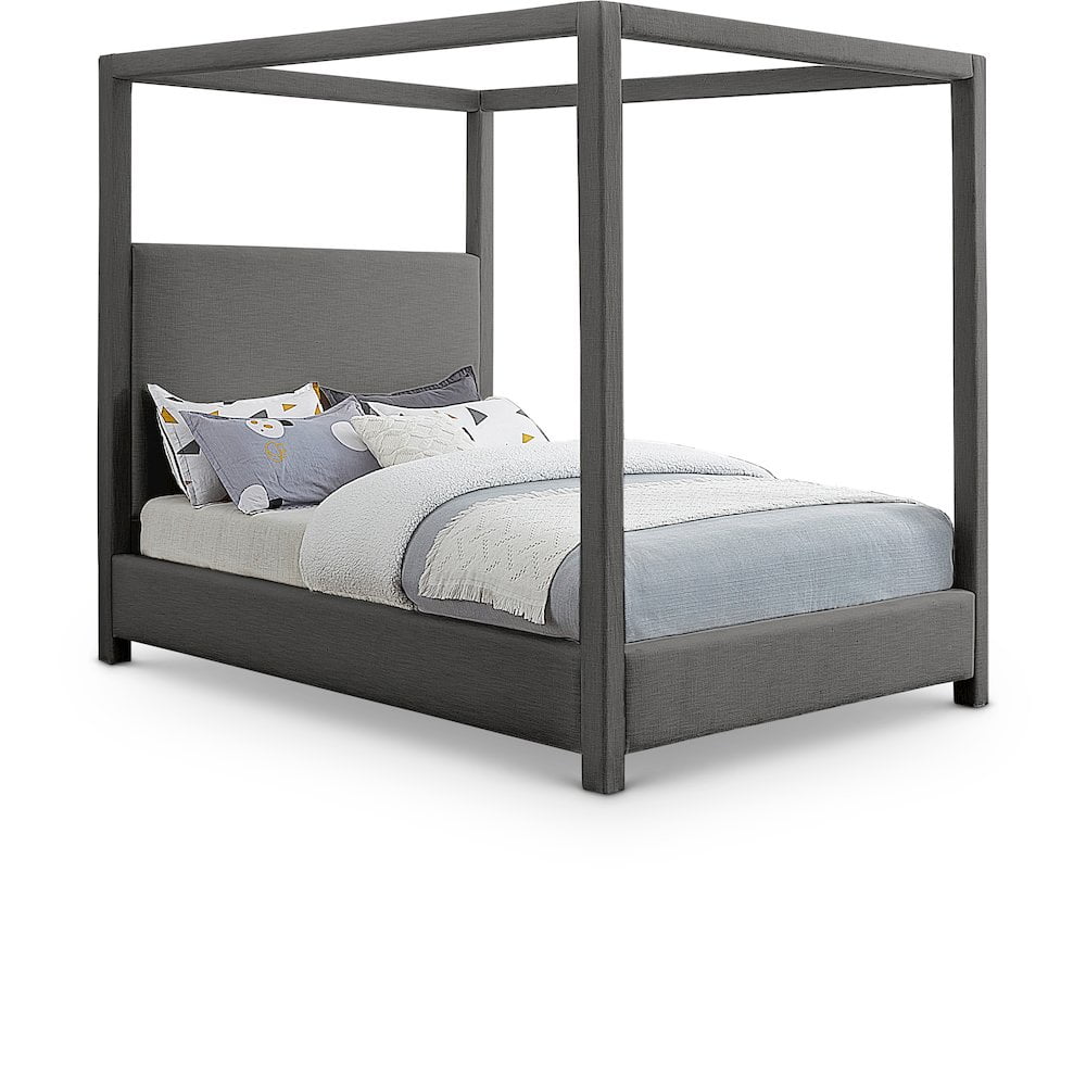 Meridian Furniture Emerson Grey Linen Textured Fabric Queen Bed - Walmart.com