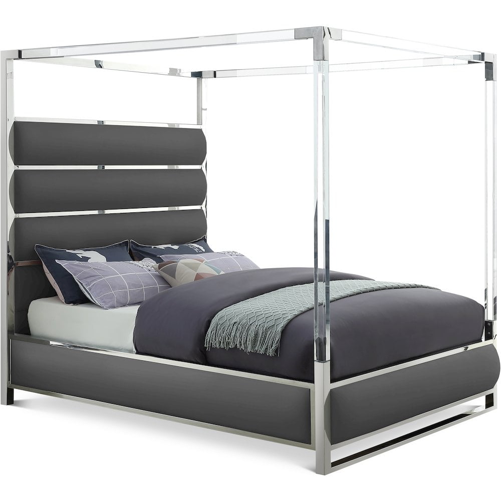 Meridian Furniture Encore Contemporary/Modern Wood Canopy Bed, Queen ...