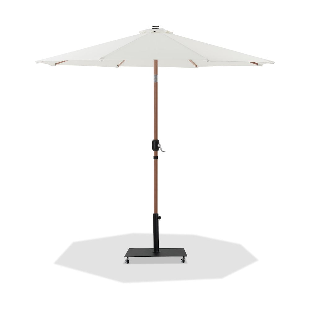 Meridian Furniture Fiji White Polyester Patio Umbrella with Base Set ...