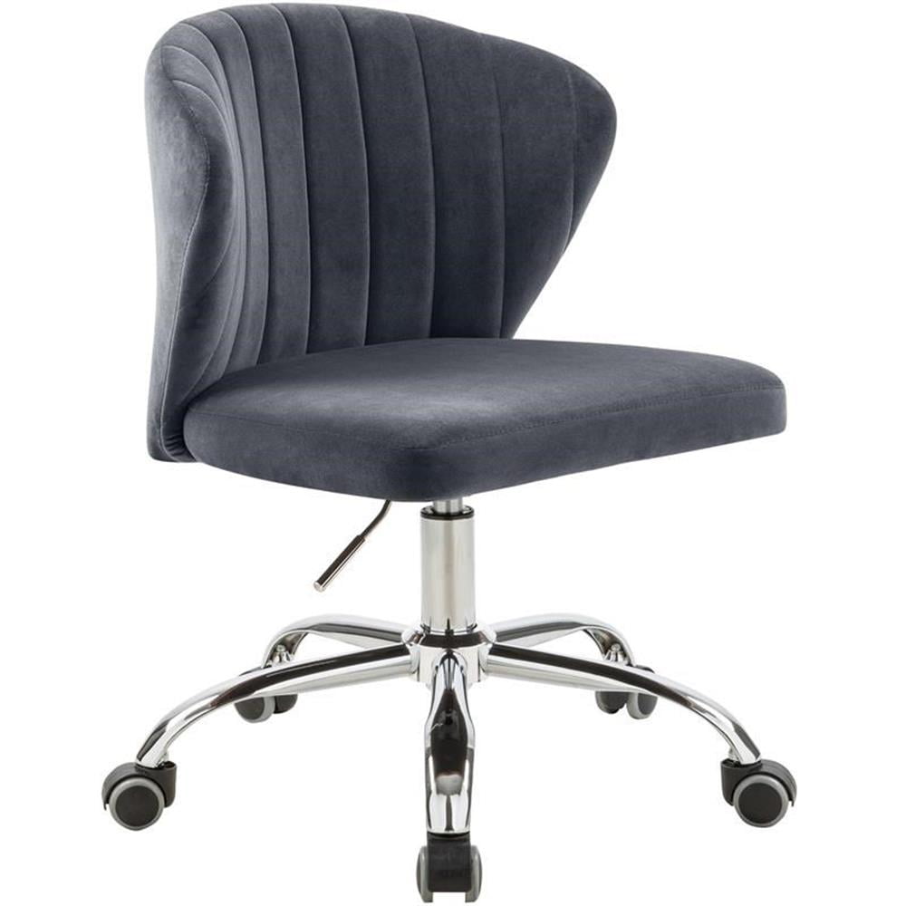 Meridian Furniture Finley Swivel Adjustable Gray Velvet and Chrome ...