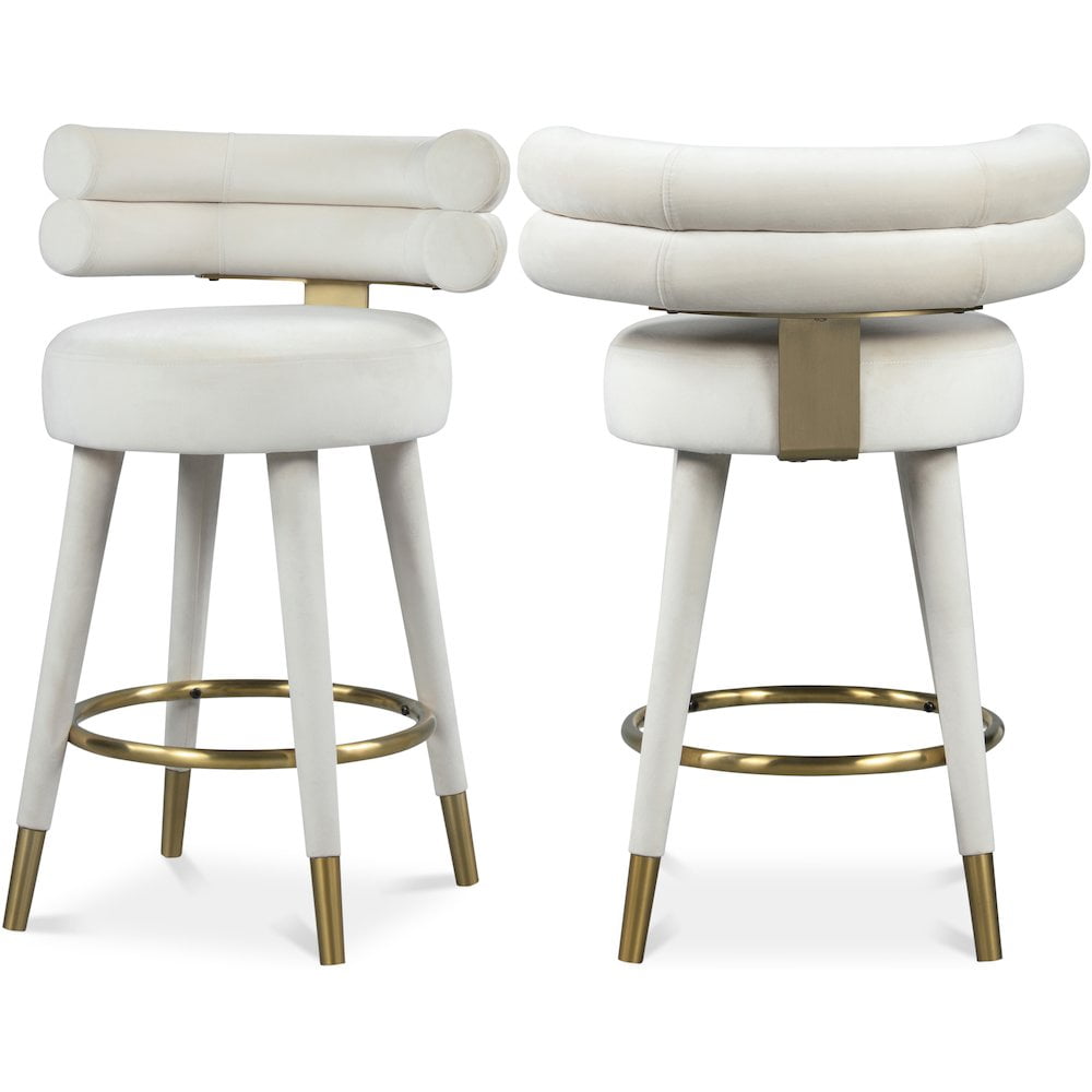 Meridian Furniture Fitzroy Tufted Upholstered Cream Velvet Counter ...