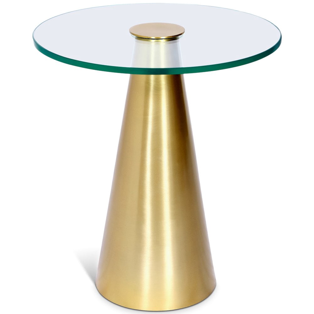 Meridian Furniture Glassimo Glass Top End Table with Brushed Gold Iron ...