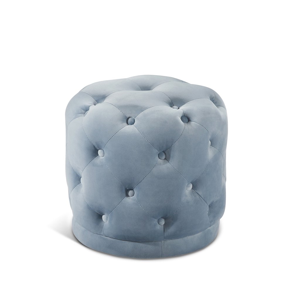 Meridian Furniture Harper Contemporary Velvet Ottoman/Stool in Sky Blue ...
