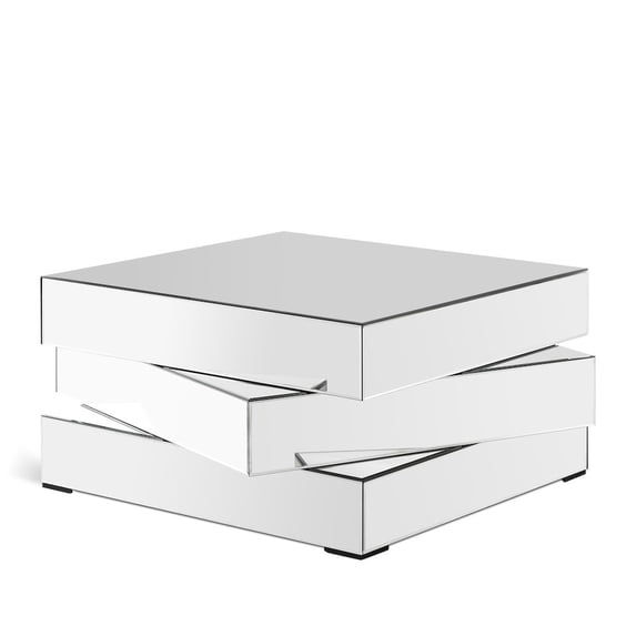 Meridian Furniture Haven Stacked Design Mirrored Coffee Table - Walmart.com