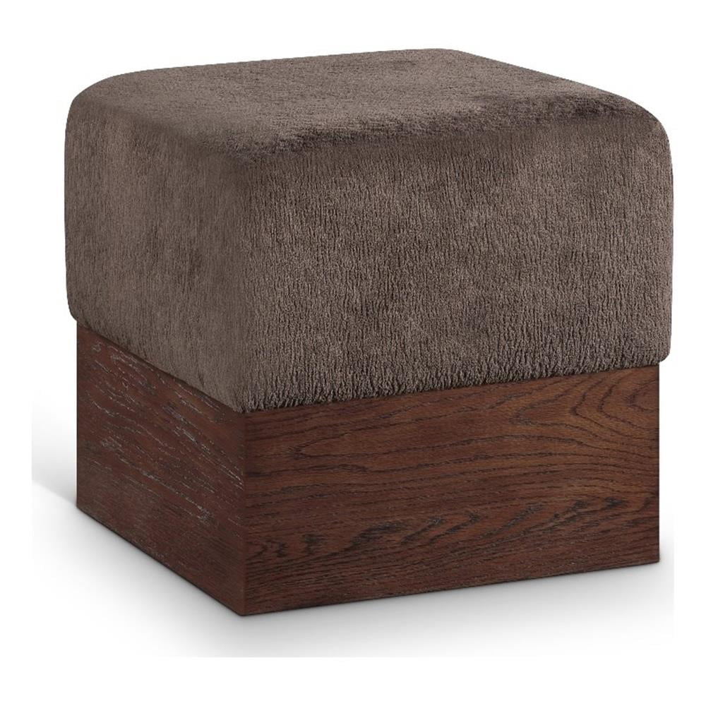 Meridian Furniture Havre Brown Velour Fur Fabric Ottoman/Stool ...
