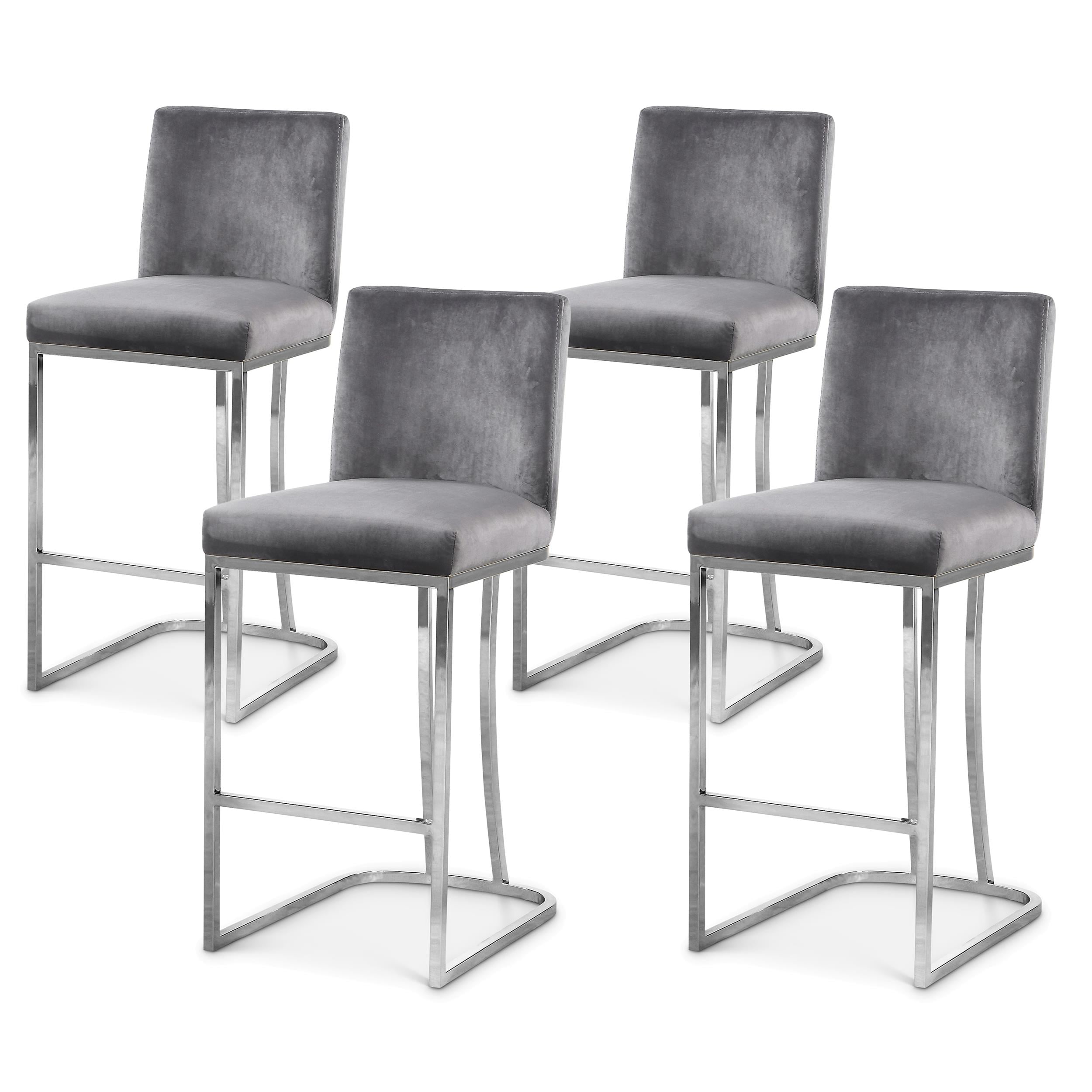 Meridian Furniture Heidi Grey Velvet Stool (Set of 4) - Walmart ...
