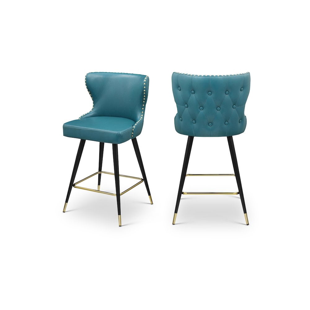 Meridian Furniture Hendrix Blue Vegan Leather 28" Counter Stool (Set of ...