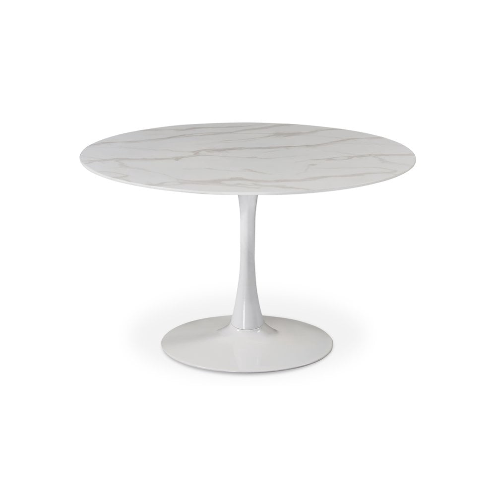 "Meridian Furniture Modern Kitchen Tulip 48"" Round Glass Faux Marble ...