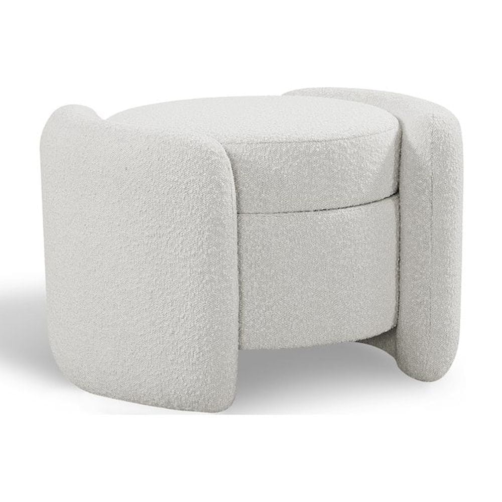 Meridian Furniture Horizon Cream Boucle Fabric Ottoman - Walmart.com