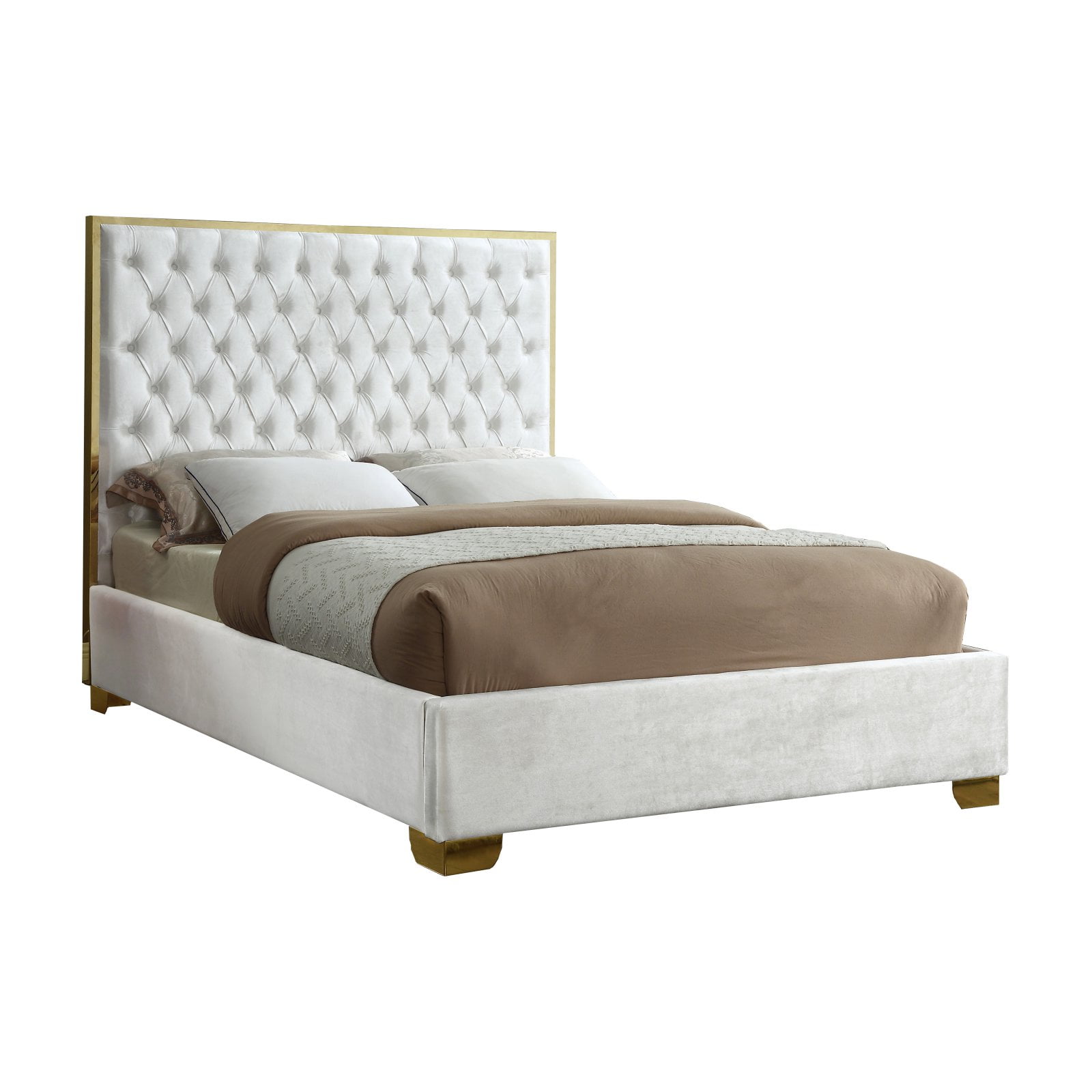 Meridian Furniture Inc Lana Tufted Low Profile Bed - Walmart.com