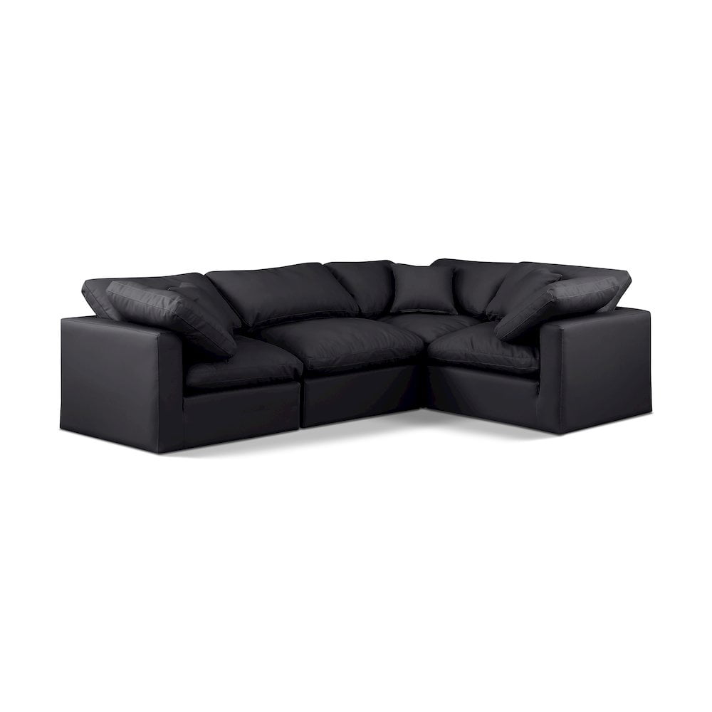 Meridian Furniture Indulge 105" Black Vegan Leather L-Shaped Modular ...