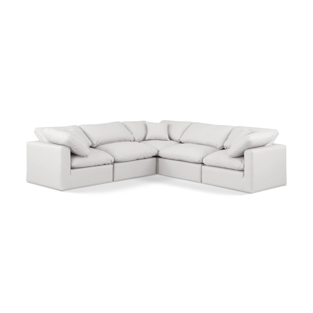 Meridian Furniture Indulge 105" Cream Vegan Leather L-Shaped Modular ...
