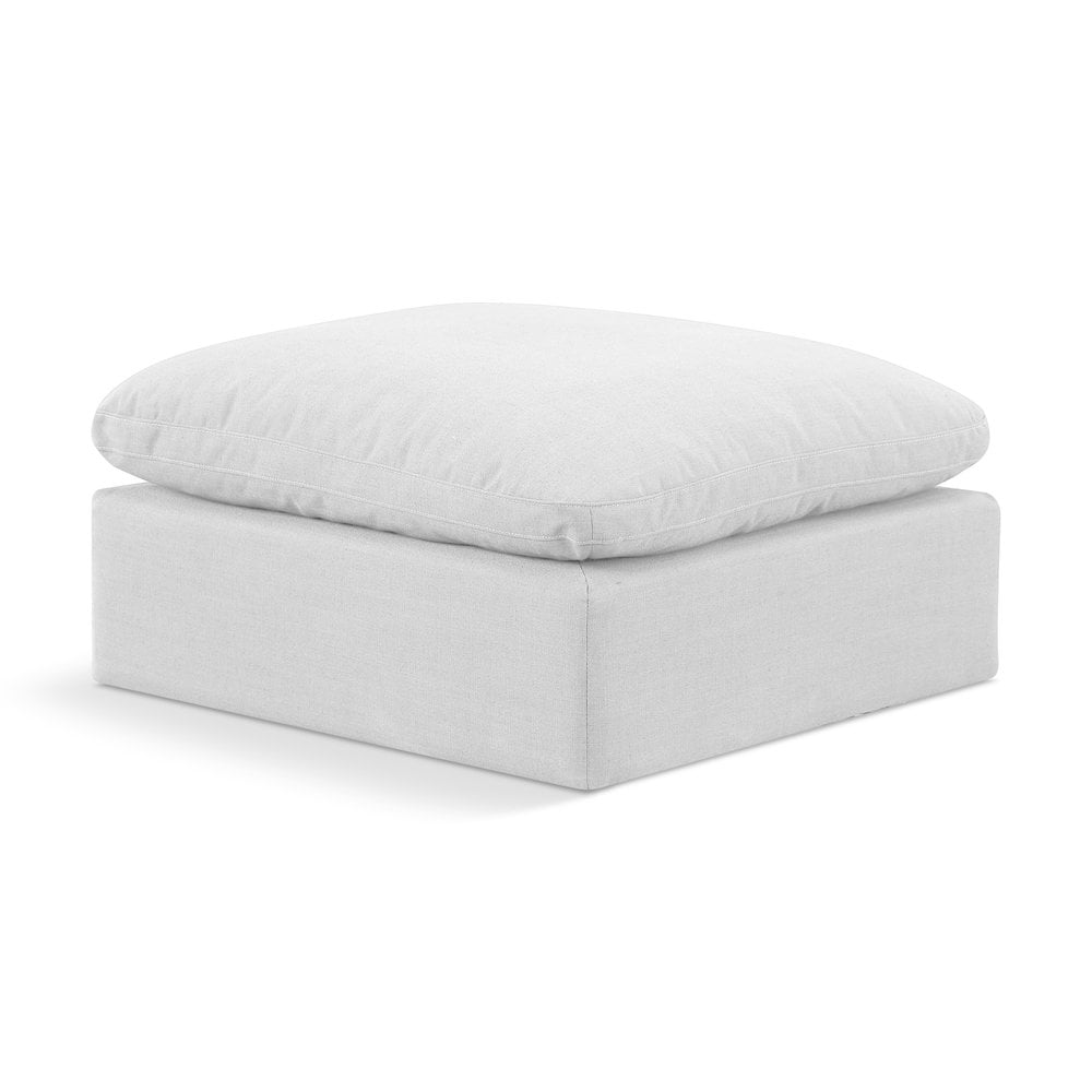 Meridian Furniture Indulge Contemporary Fabric Ottoman in White ...