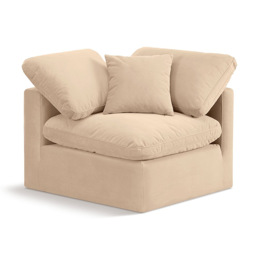 Meridian Furniture Indulge Contemporary Velvet Corner Chair in Beige ...