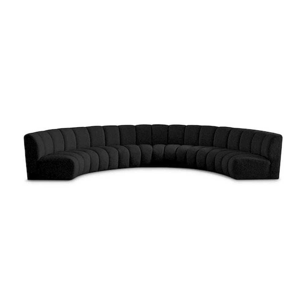 Meridian Furniture Infinity Black Boucle Fabric 6pc. Modular Sectional ...