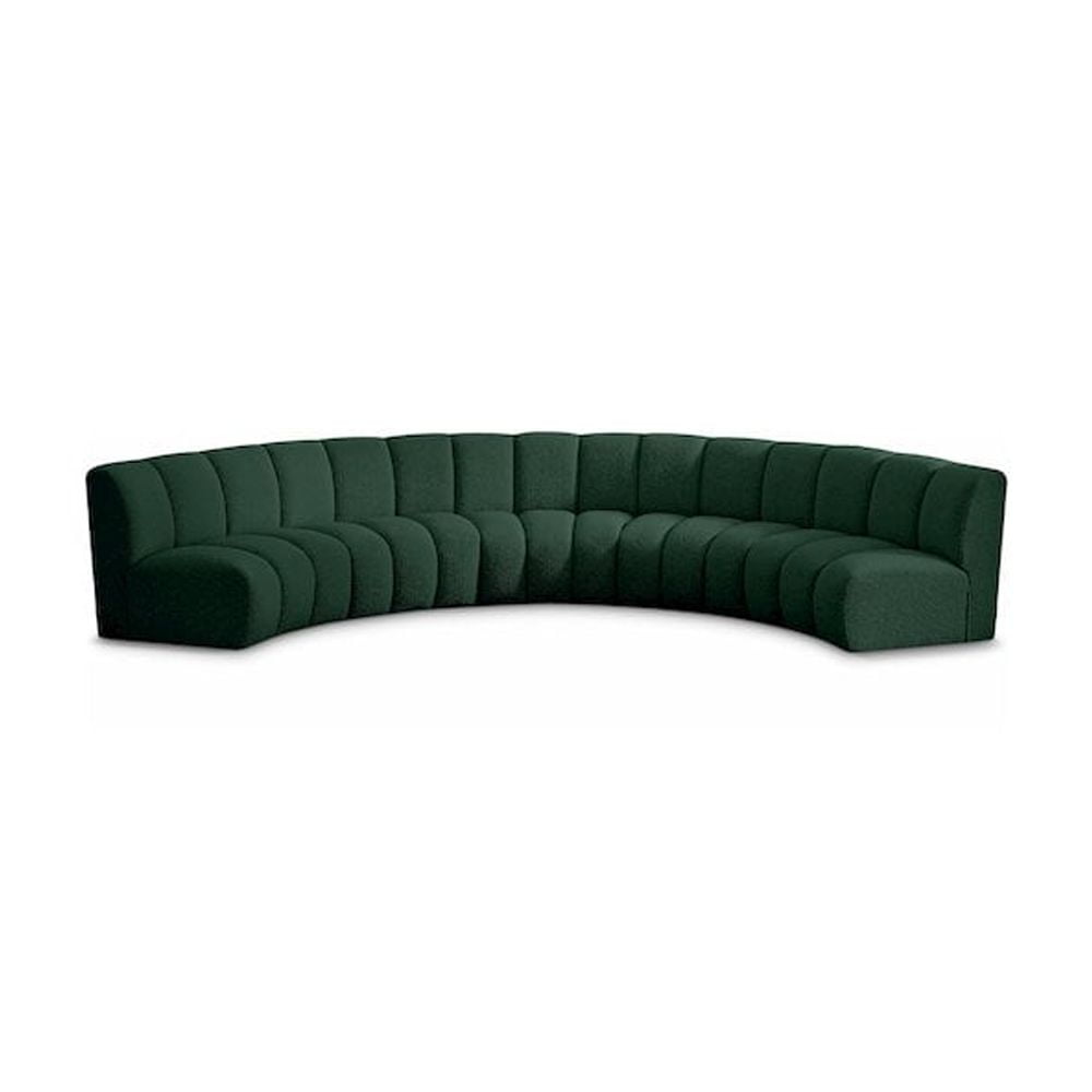 Meridian Furniture Infinity Green Boucle Fabric 5pc. Modular Sectional ...