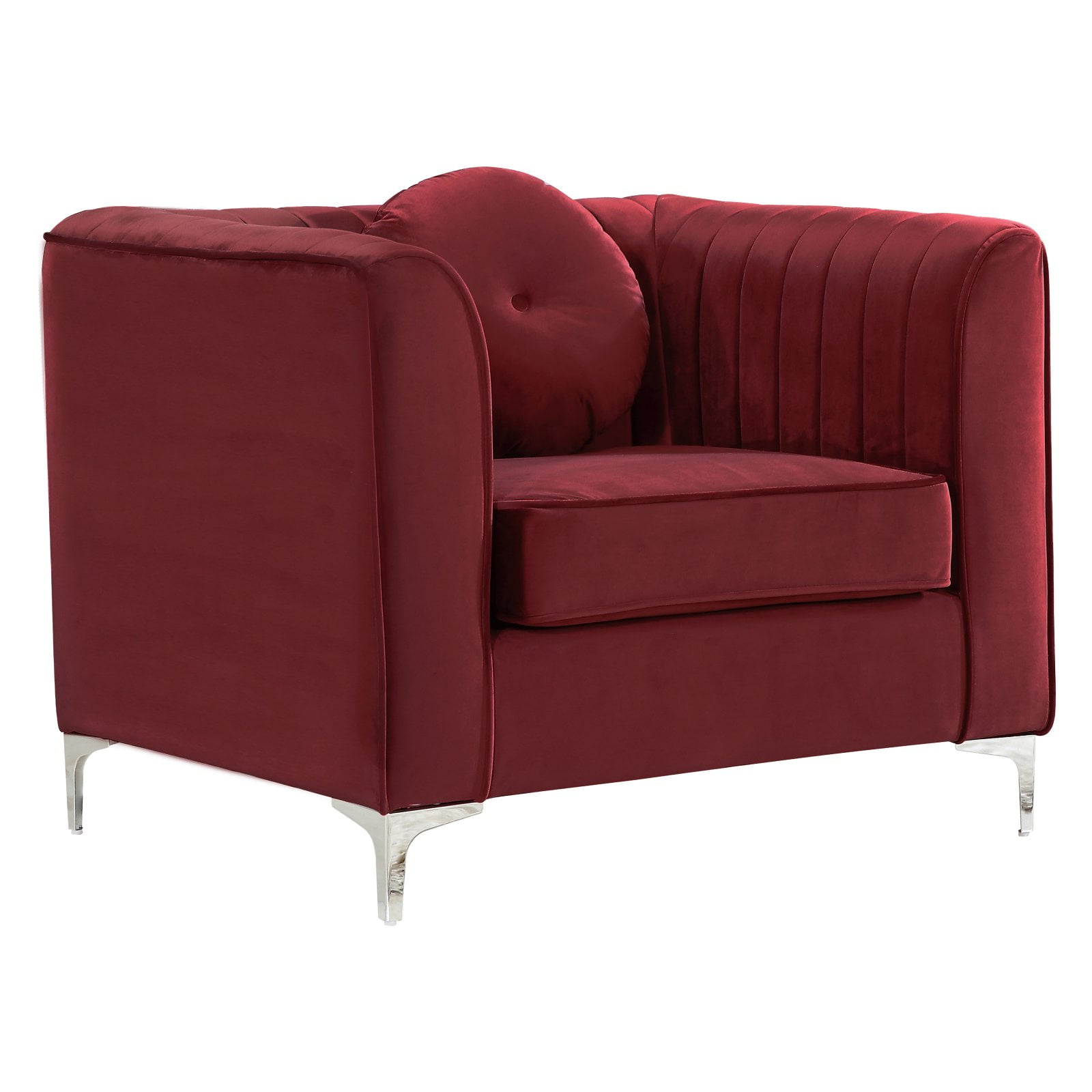 Meridian Furniture Isabelle Burgundy Velvet Chair - Walmart.com