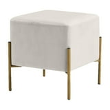 Meridian Furniture Isla Contemporary Velvet Ottoman/Stool in Cream ...