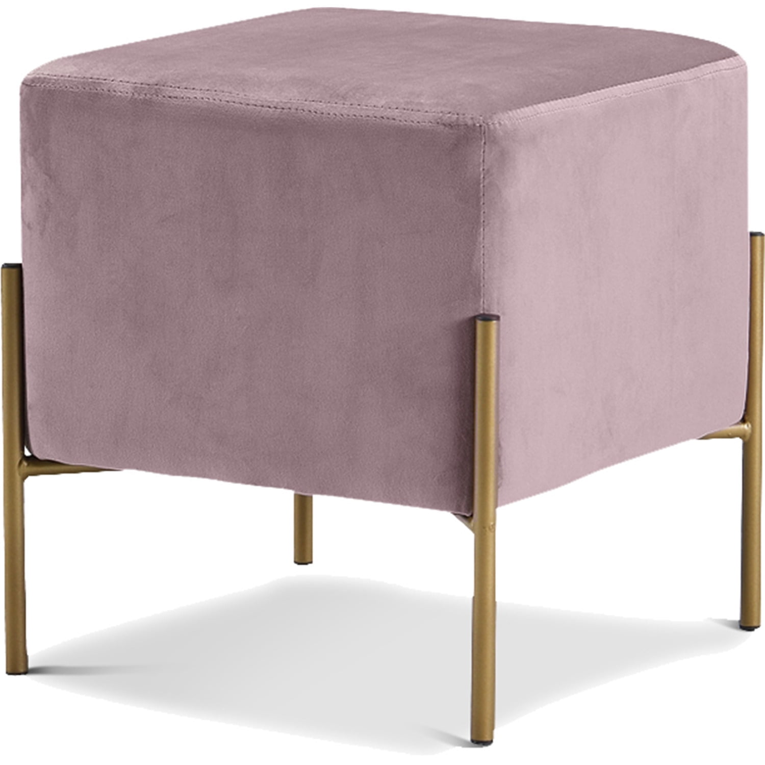 Meridian Furniture Isla Contemporary Velvet Ottoman/Stool in Pink ...