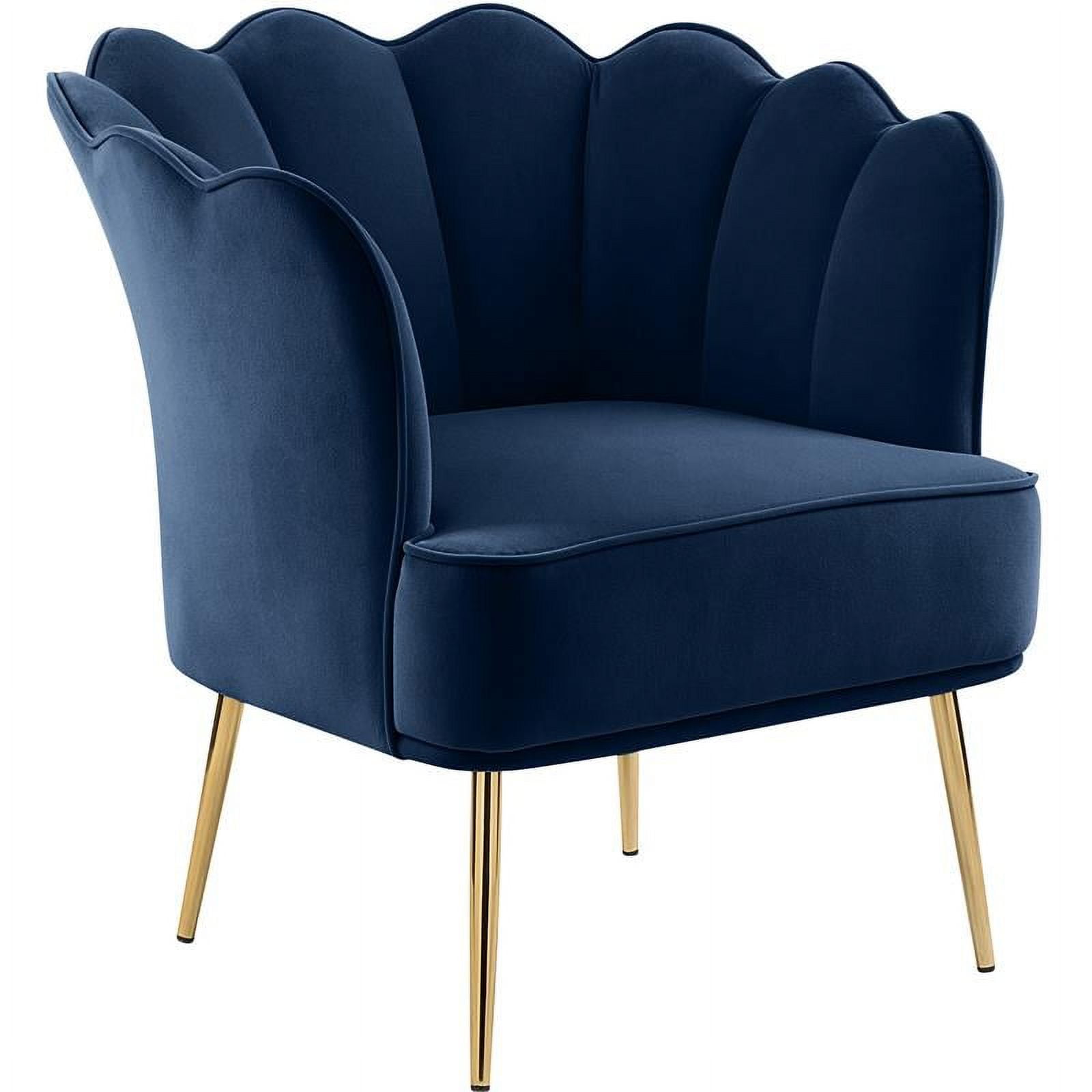 Meridian Furniture Jester Navy Velvet Accent Chair with Gold Iron Legs ...