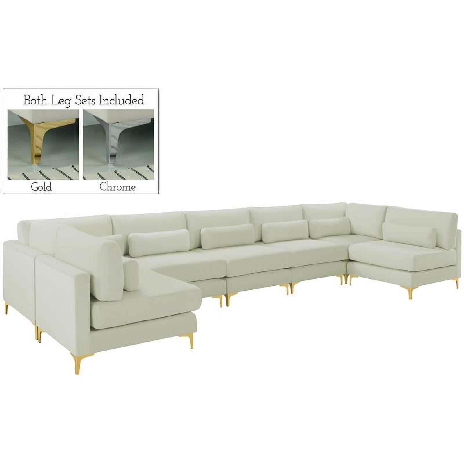 Meridian Furniture Julia Cream Velvet Modular Sectional (7 Boxes ...