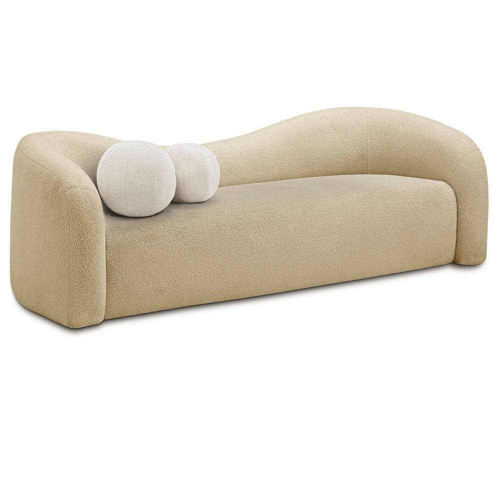 Meridian Furniture Kali Beige Faux Shearling Teddy Fabric Sofa ...