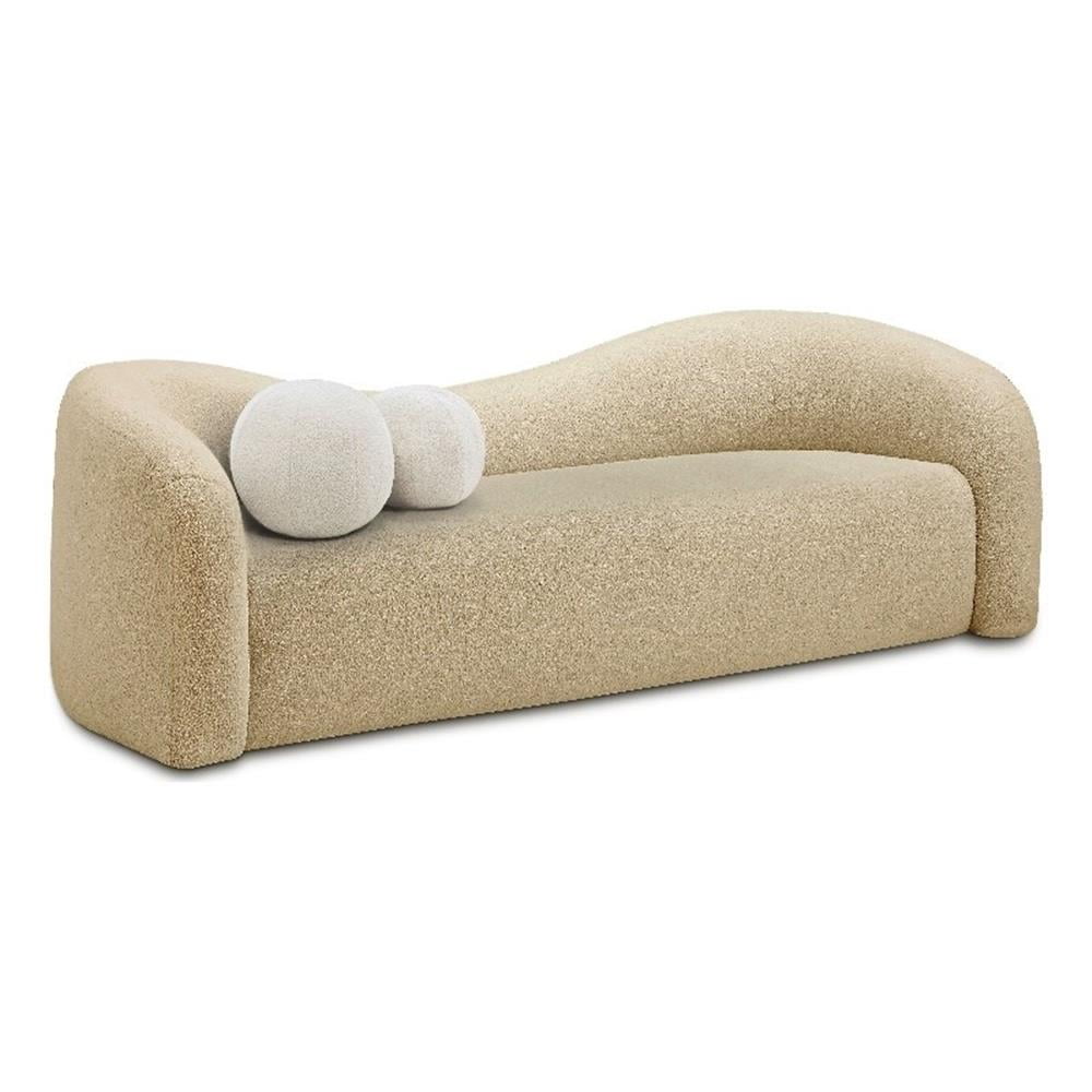 Meridian Furniture Kali Beige Faux Shearling Teddy Fabric Sofa ...