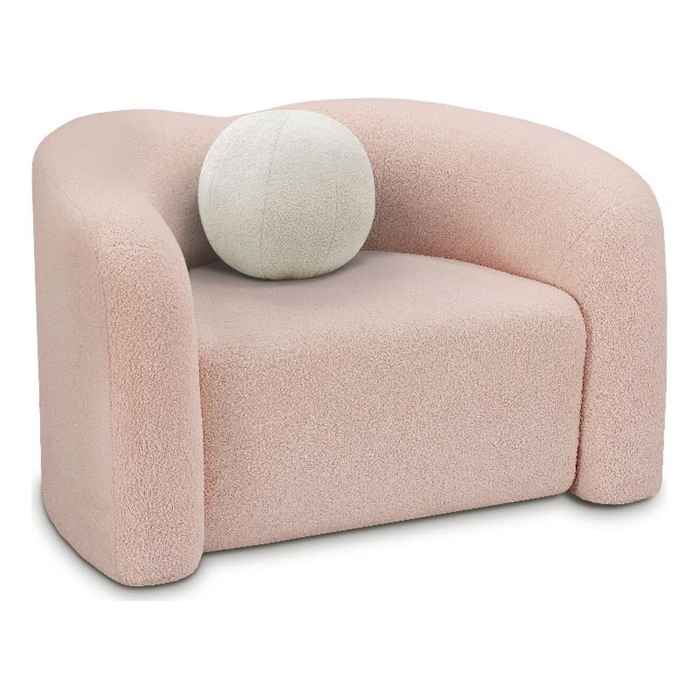 Meridian Furniture Kali Pink Faux Shearling Teddy Fabric Chair ...
