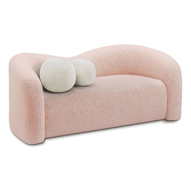 Meridian Furniture Kali Pink Faux Shearling Teddy Fabric Loveseat ...