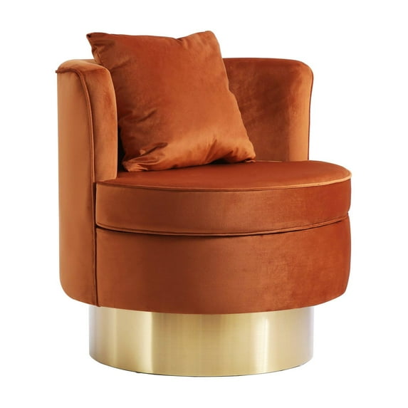 Meridian Furniture Kendra Cognac Velvet Swivel Accent Chair - Walmart.com