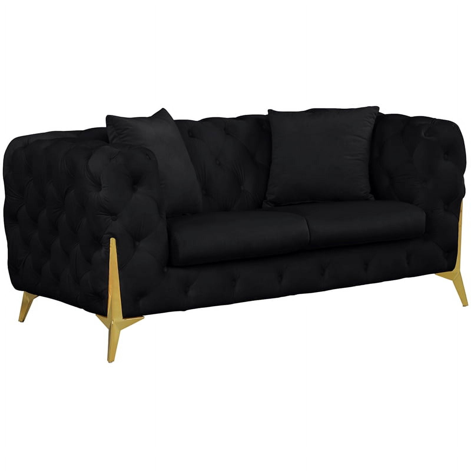 Meridian Furniture Kingdom Black Velvet Loveseat - Walmart.com
