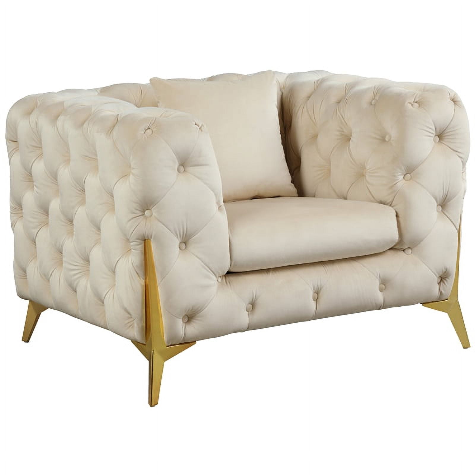 Meridian Furniture Kingdom Cream Velvet Chair - Walmart.com