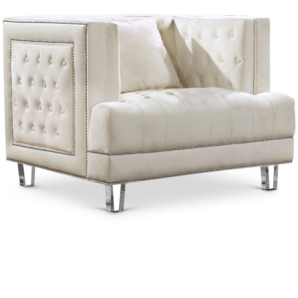 Meridian Furniture Lucas Cream Velvet Chair - Walmart.com