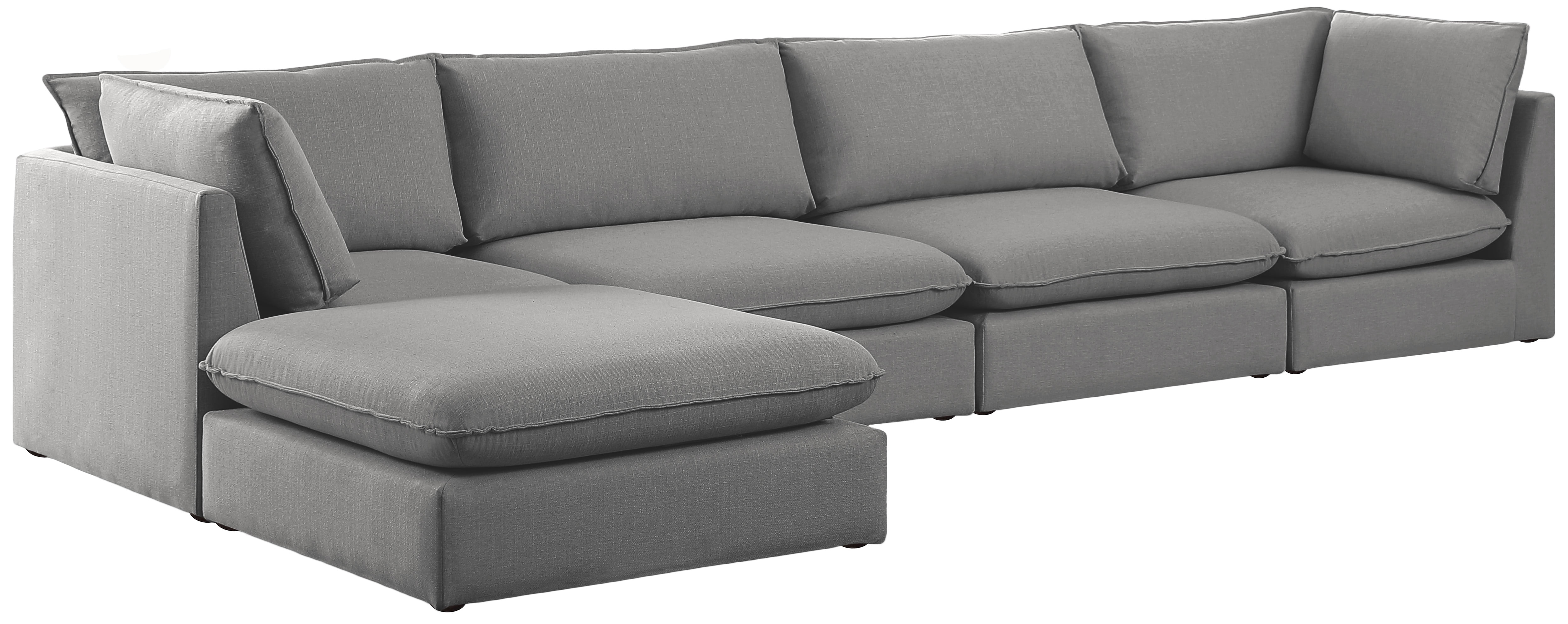 Meridian Furniture Mackenzie Grey Durable Linen Textured Modular ...