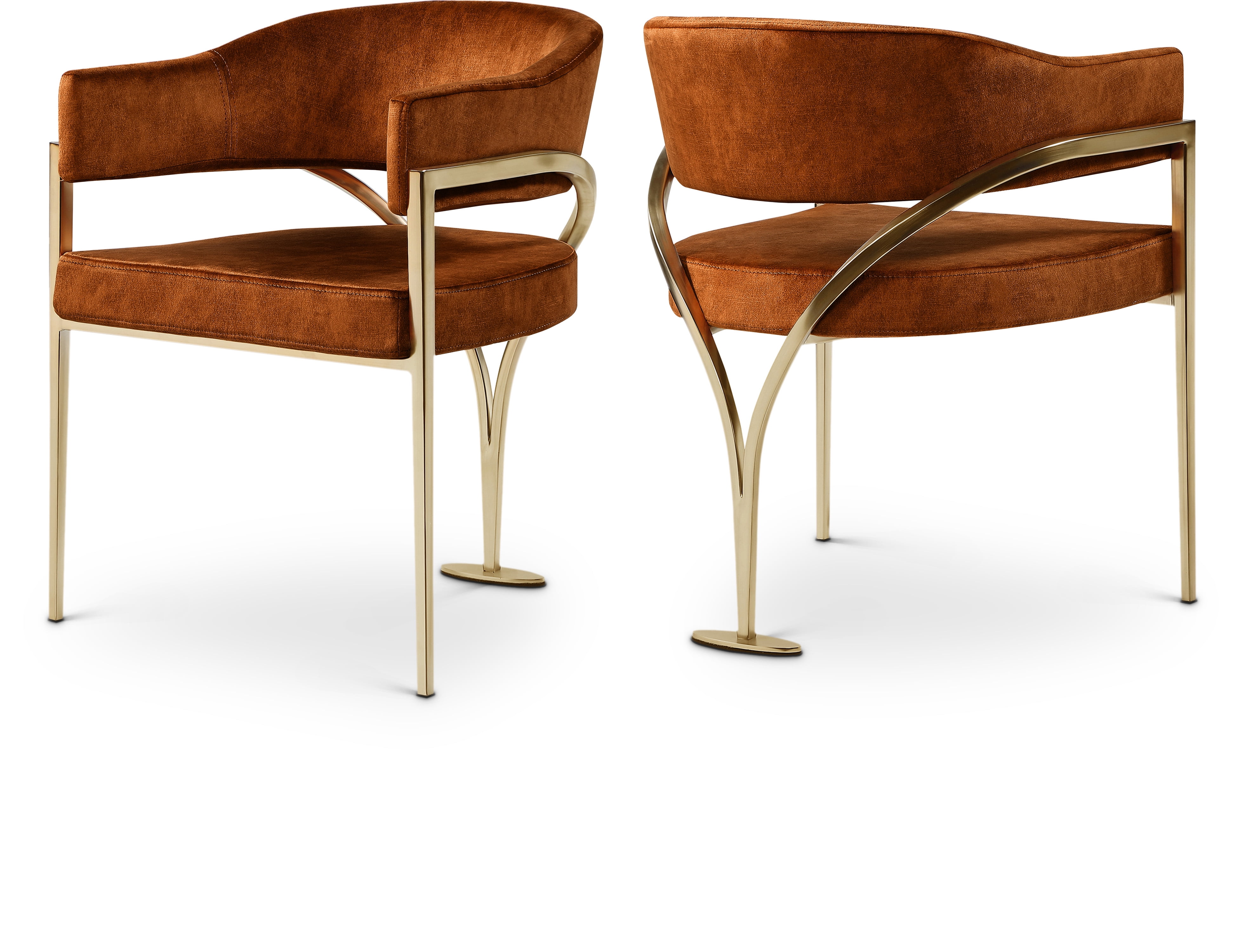 Meridian Furniture Madelyn Cognac Velvet Dining Chair (Set of 2 ...