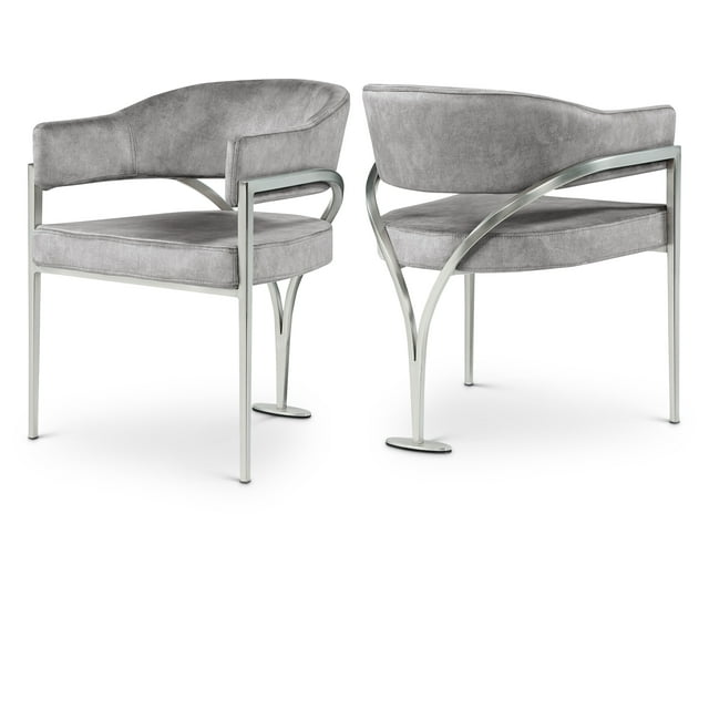 Meridian Furniture Madelyn Grey Velvet Dining Chair (Set of 2 ...