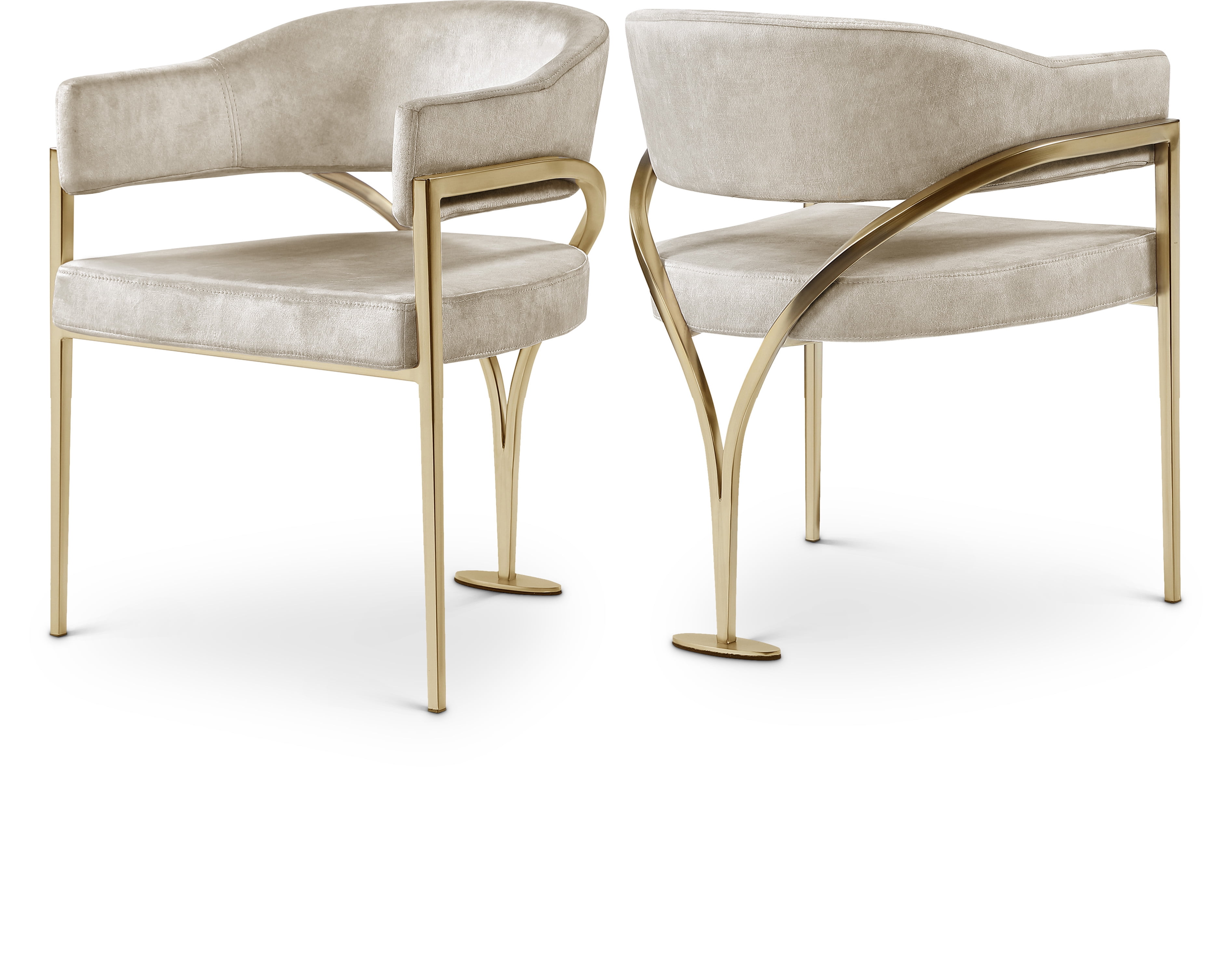 Meridian Furniture Madelyn Velvet Dining Chair Set, Stone Color with ...