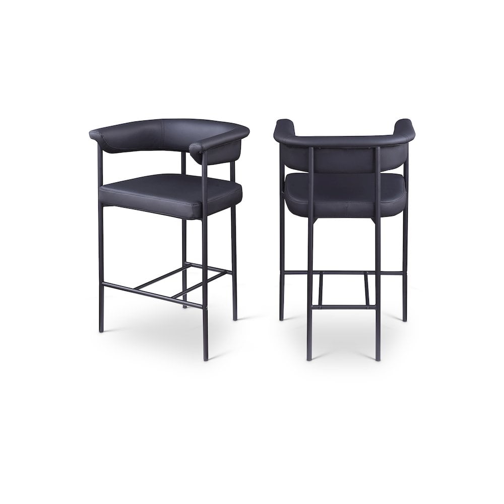 Meridian Furniture Malin Black Vegan Leather Counter Stool (Set of 2 ...