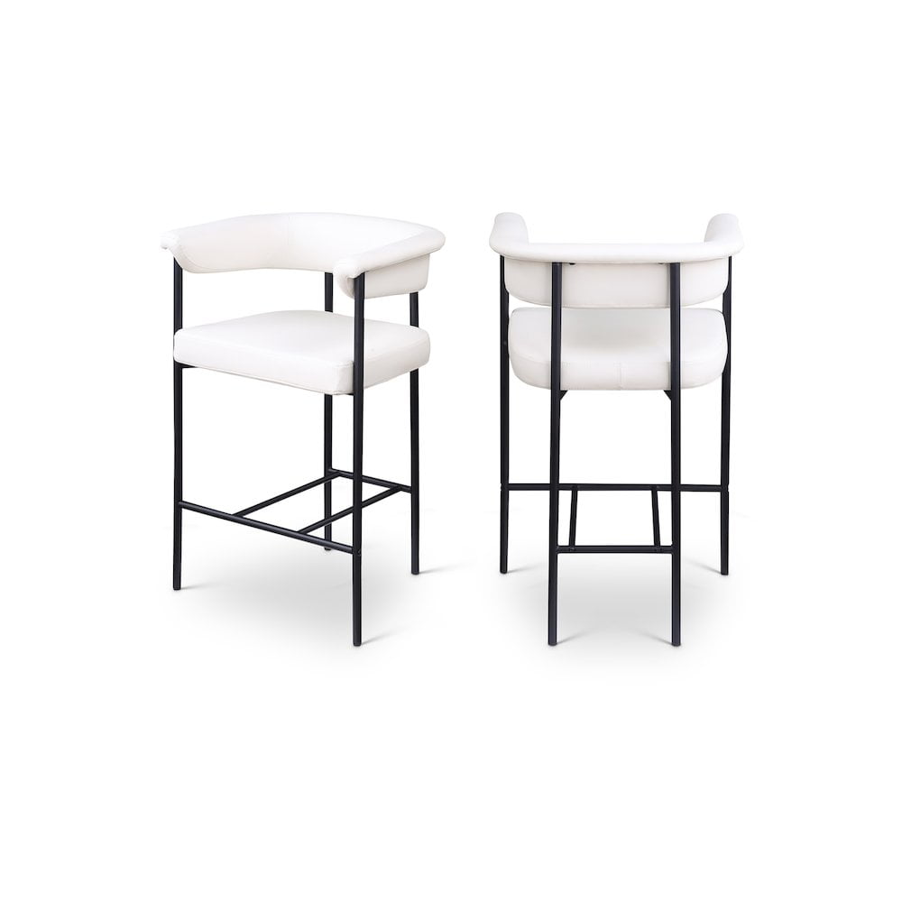 Meridian Furniture Malin Cream Vegan Leather Counter Stool (Set of 2 ...