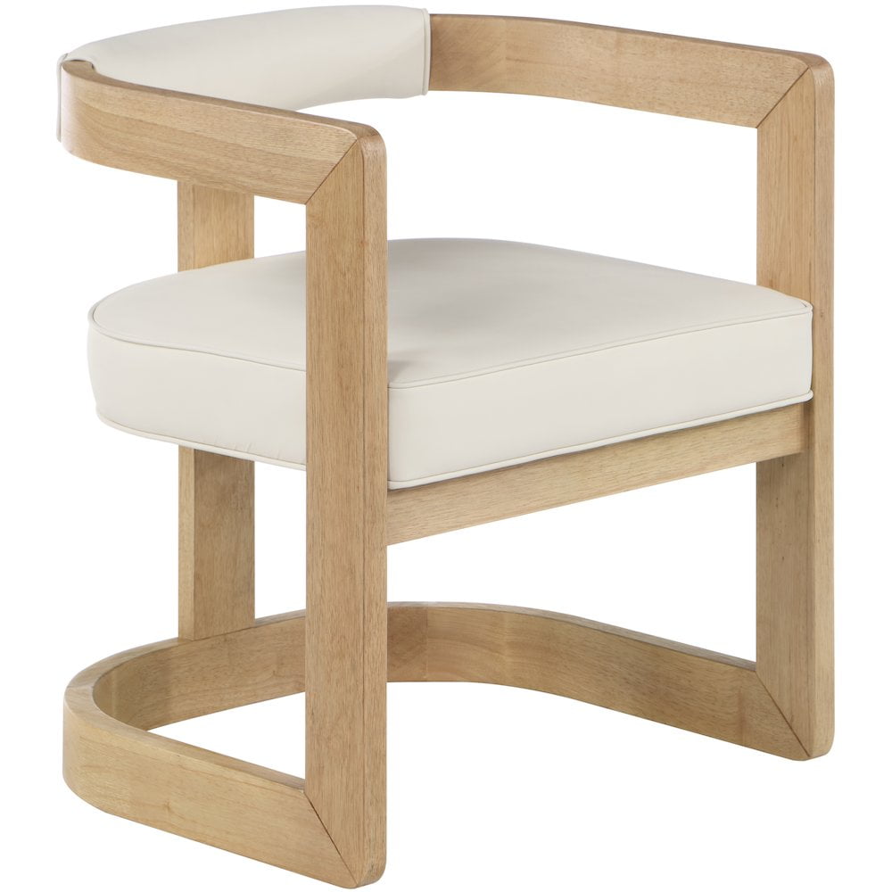 Meridian Furniture Manchester Dining Chair, Cream Vegan Leather, Solid ...