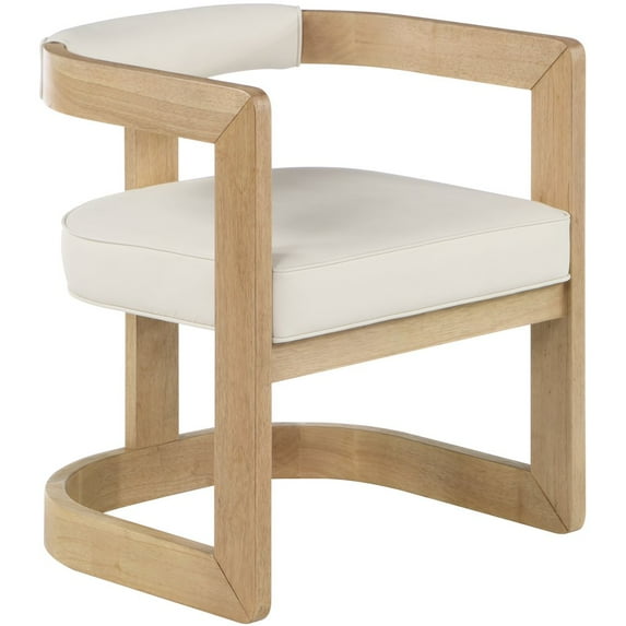 Meridian Furniture Manchester Dining Chair, Cream Vegan Leather, Solid ...