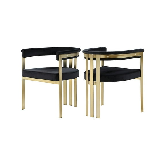 Meridian Marcello Set of 2 Velvet Black Dining Chair with Brushed Brass ...